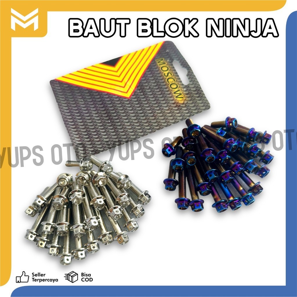 Jual BAUT PROBOLT BLOCK BLOK MESIN NINJA CHROME 1SET MOSCOW PNP 1SET 28BIJI BAUT BLOK NINJA BAUT ...