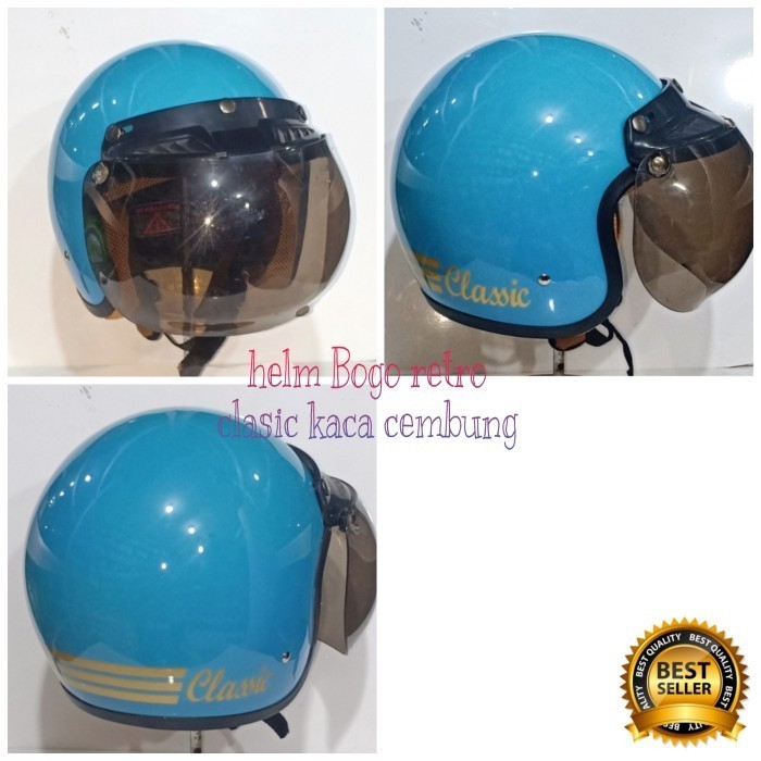 Jual Helm Go Retro Kaca Datar Cembung Hitam Smoke Sni | Shopee Indonesia