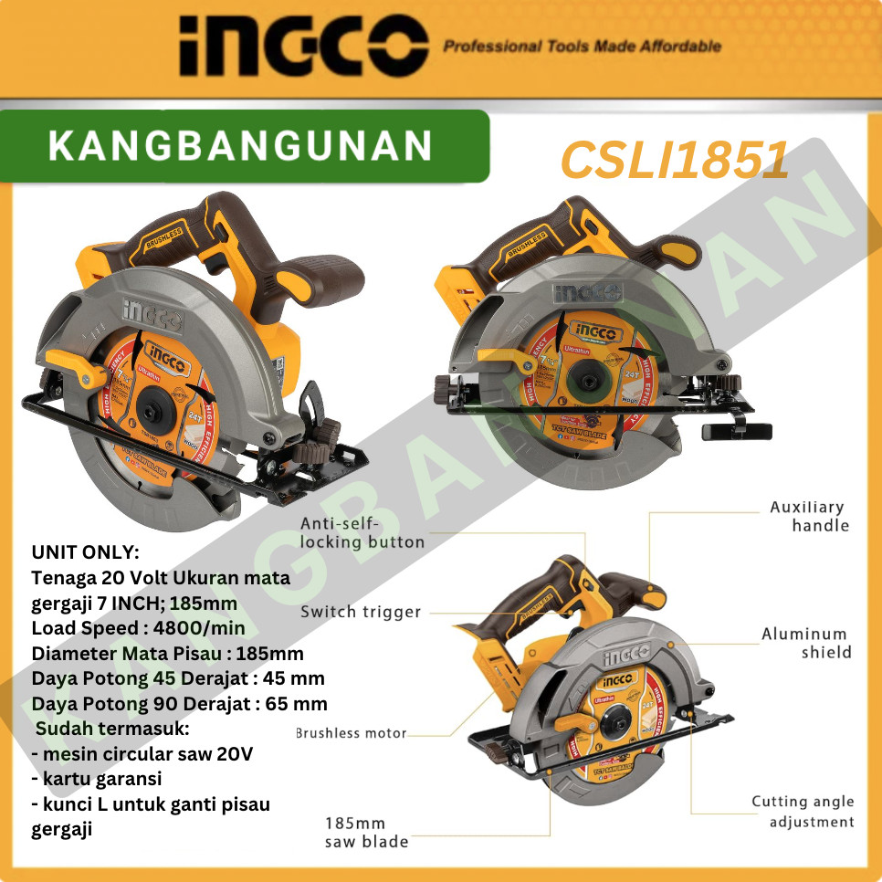 Jual CSLI1851 CORDLESS BATERAI CIRCULAR SAW BLADE MINI 7" 20V UNIT ...