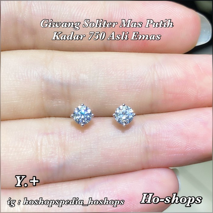 Jual ANTING SOLITER KECIL MAS PUTIH KADAR 75% ASLI EMAS | Shopee Indonesia