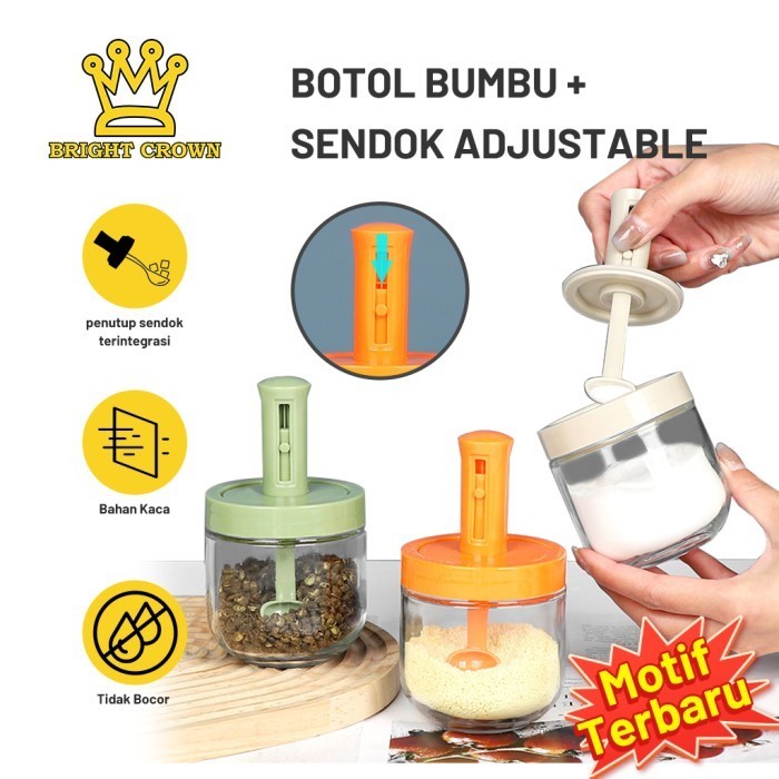 Jual Botol Bumbu Kaca + Sendok Adjustable Kapasitas 300ML | Shopee ...
