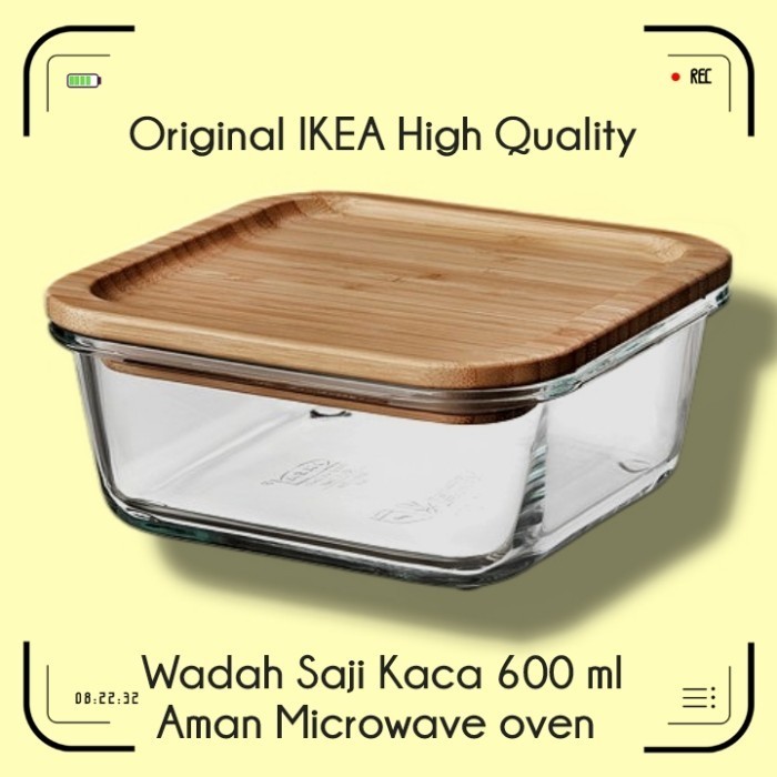 Jual Wadah Penyimpanan Makanan Kaca 600 ml persegi microwave oven ...
