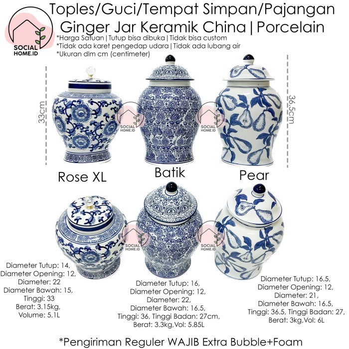 Jual Toples Guci Tochin Keramik China Porcelain Porselain Biru Uk ...
