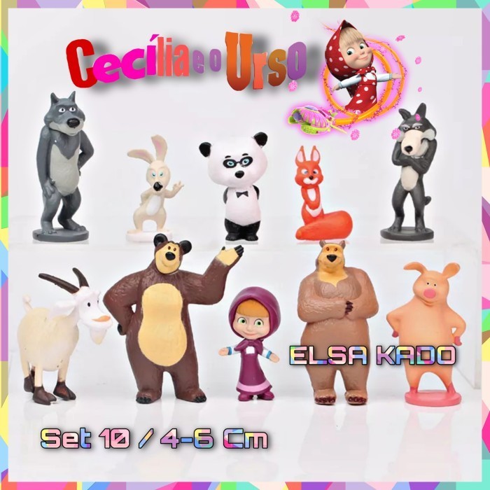 Jual Marsha And The Bear Figure Set Isi 10 Topper Cake Mainan Anak ...