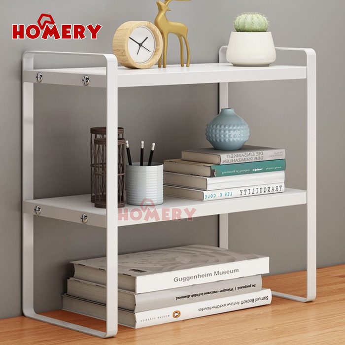 Jual Rak Buku Kayu Susun Portable Minimalis Table Bookshelf Dua Layer ...