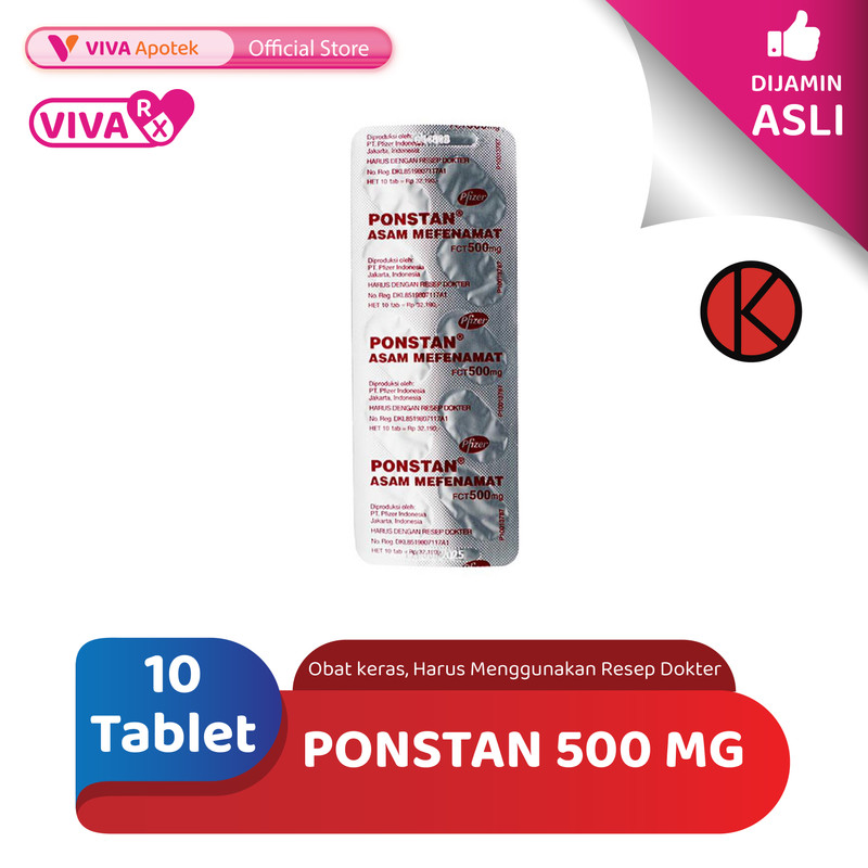 Jual Ponstan 500mg Meredakan Nyeri, Sakit kepala, Sakit Gigi (10 Tablet ...