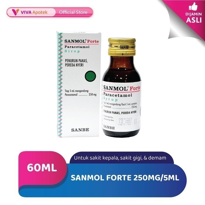 Jual Sanmol Forte 250 mg/5ml Sirup Meringankan Sakit Kepala & Demam (60 ml) | Shopee Indonesia