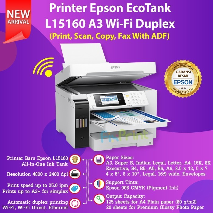 Jual Printer Epson Ecotank L15160 A3 Wi-Fi Duplex All In One Ink Tank ...