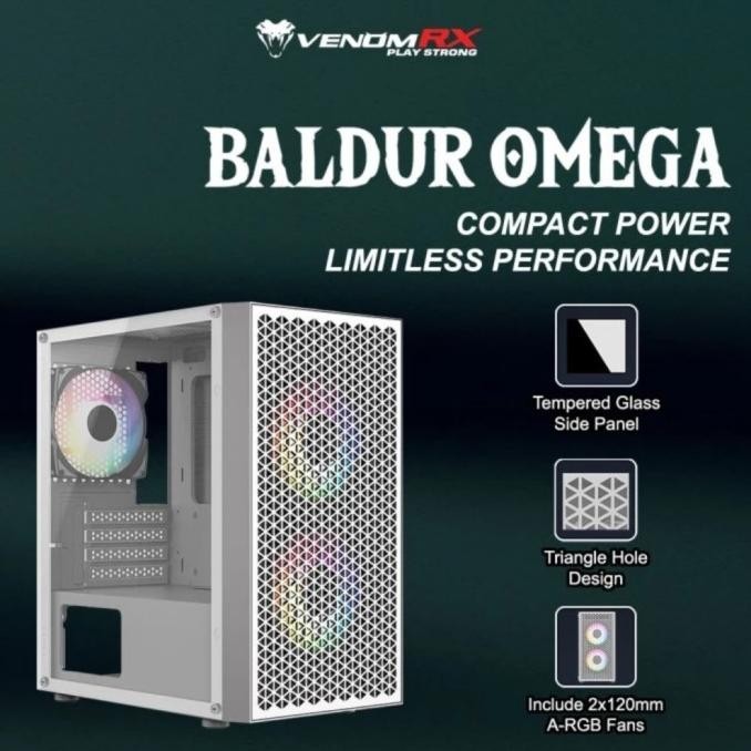 Jual CASING VENOMRX BALDUR OMEGA WHITE / BLACK MATX FREE 2 FAN ARGB ...