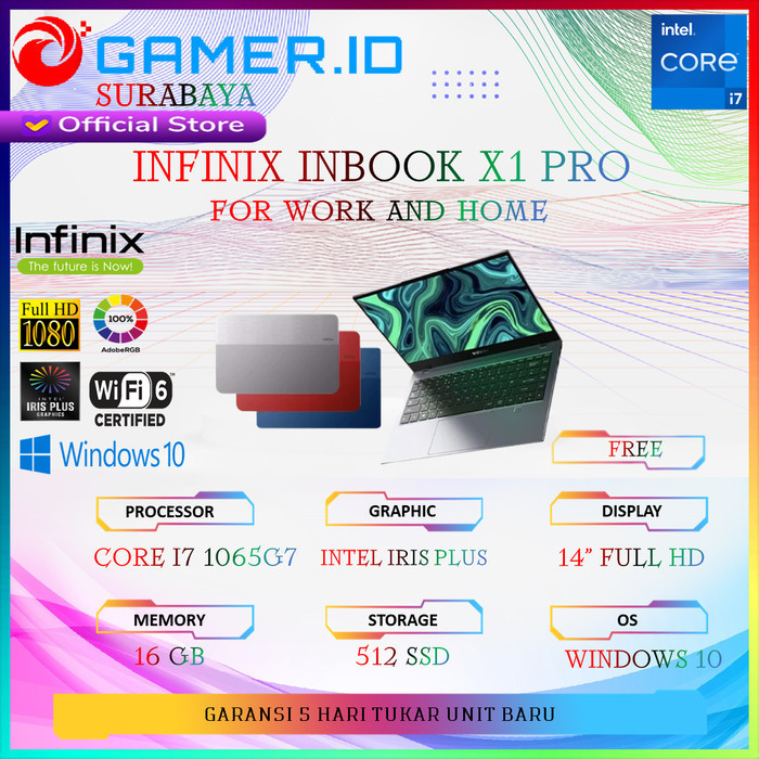 Jual Infinix Inbook X1 Pro I7 1065G7 16Gb 512Ssd W10 Fullhd 100%Srgb ...