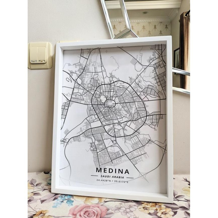 Jual Hiasan dinding wooden poster lukisan pajangan map peta kota ...