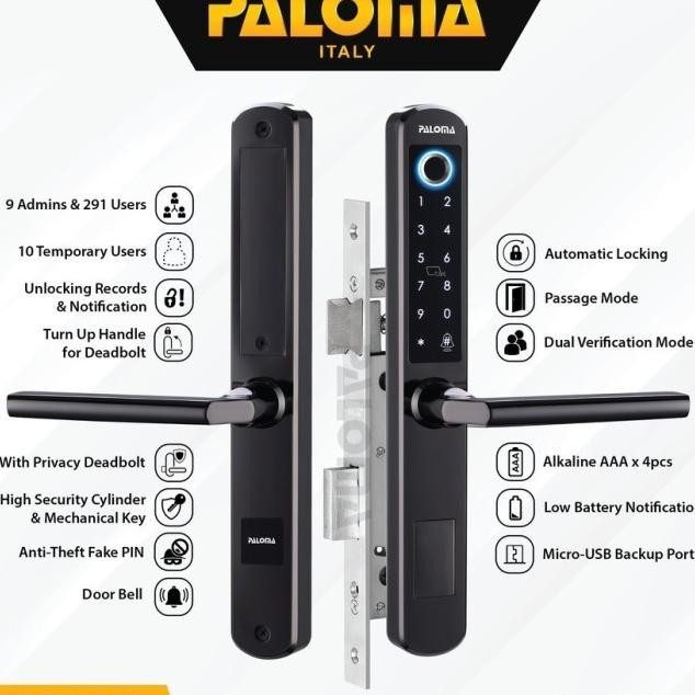 Jual Paloma Dlp 5121 Digital Lock Smart Slim Door Frame Aluminium Wifi ...