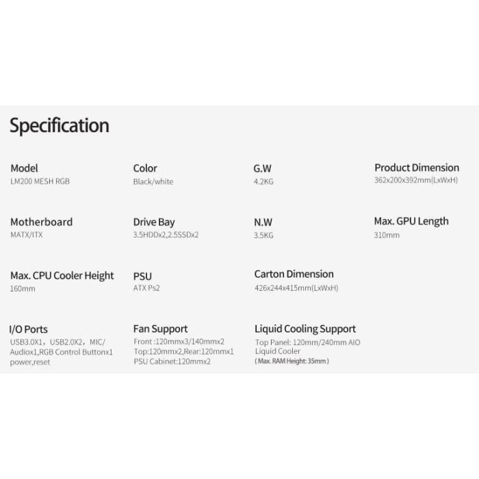 Jual Pccooler Platinum Lm200 Black Mesh Rgb Gaming Case | Shopee Indonesia