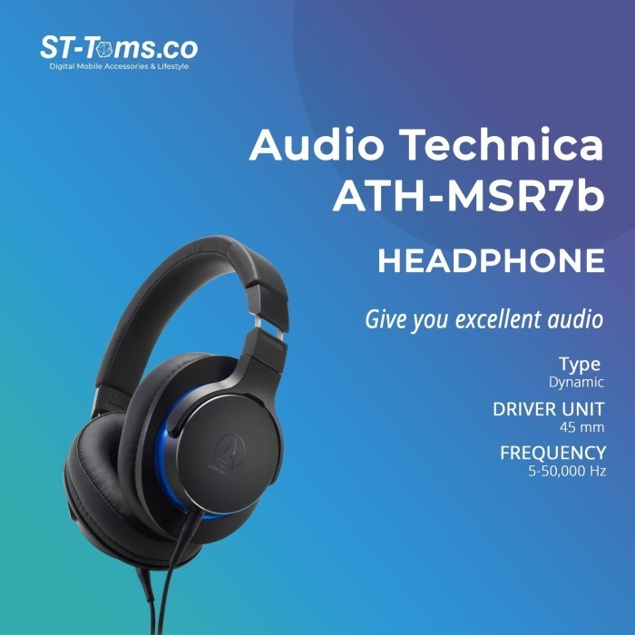 Jual Audio Technica Ath Msr7B Msr7 B Over-Ear High-Resolution Headphone ...