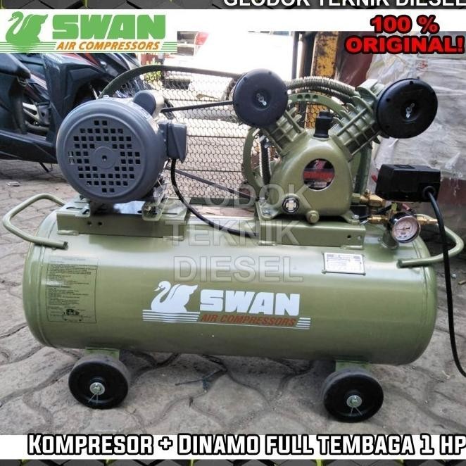 Jual Swan Air Compressor Kompresor Angin 1 Hp + Dinamo Elektrik 1 Pk ...