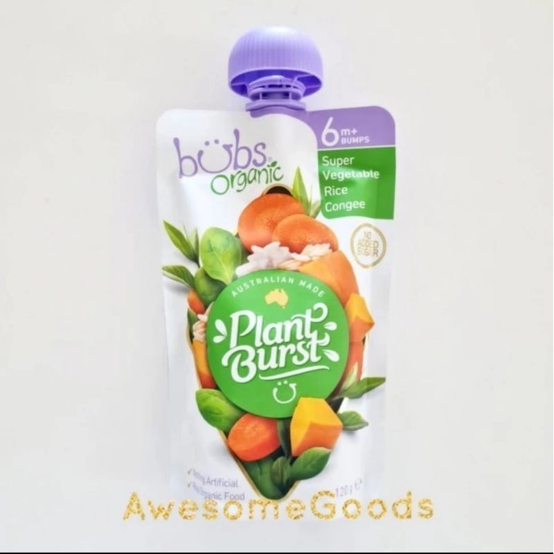 Jual Bubs Organic Plant Burst 6+ months Bumps Super Vegetables & Rice ...