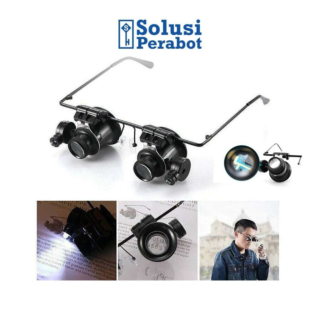 Jual Kacamata Pembesar LED 20X AE63 SP / Kaca Mata Servis Jam / Lampu ...
