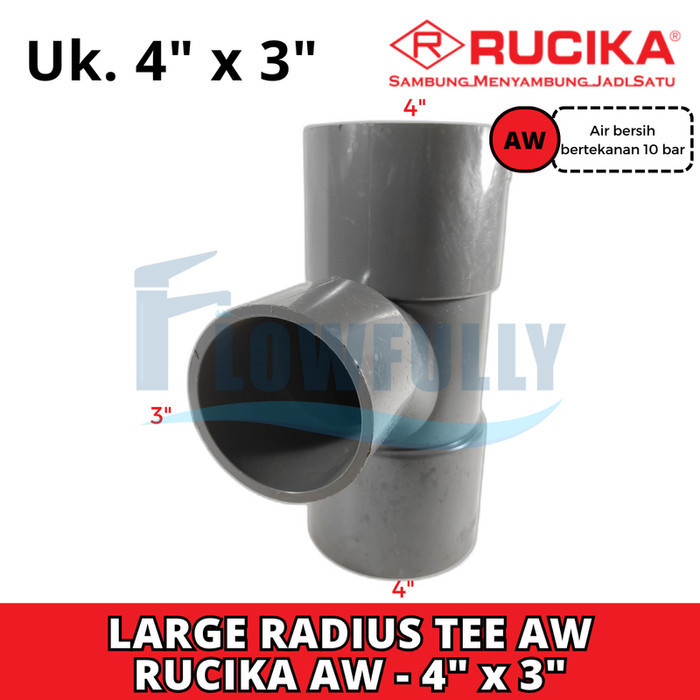 Jual LARGE RADIUS TEE AW 4 x 3 inch RUCIKA PVC TY 90 derajat TEE WAY | Shopee Indonesia