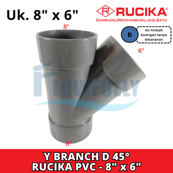 Jual Y BRANCH D 8 x 6 inch RUCIKA PVC TY 45 derajat Y 45° | Shopee ...
