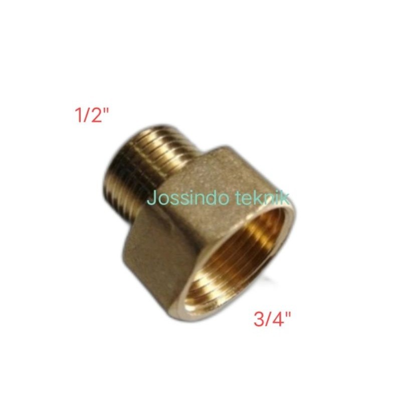 Jual connector 1/2x3/4 Kuningan / sambungan 1/2x3/4 Kuningan / sok kran 1/2x3/4 kuningan ...