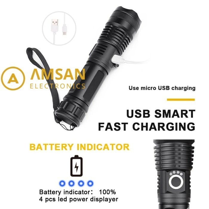 Jual Senter X50 Flashlht Charging 18650 26650 | Shopee Indonesia