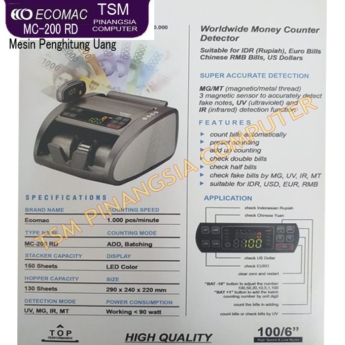 Jual Ecomac Mc-200 Rd Mesin Penghitung Uang - Mesin Hitung Uang ...