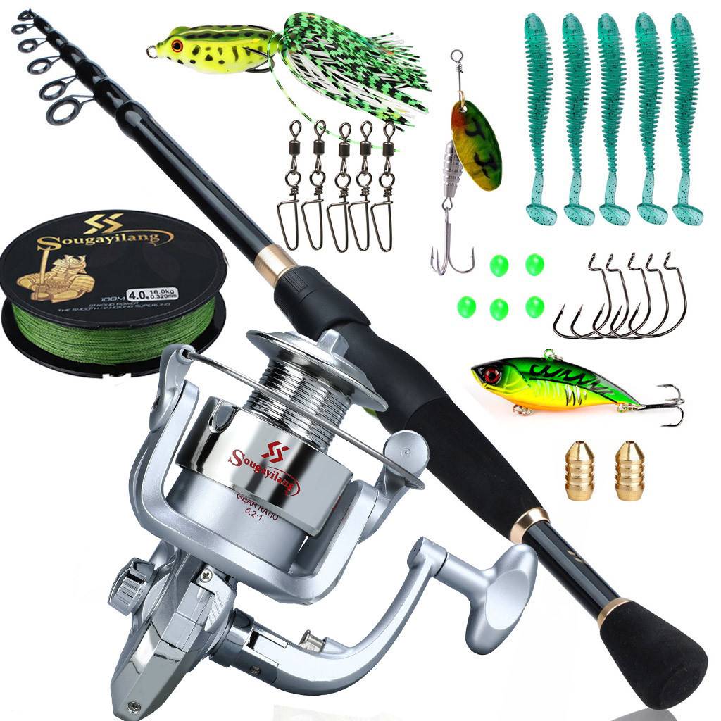 Jual Joran Pancing Set Fishing Rod 1.8-2.4m Telescopic Ultralight ...