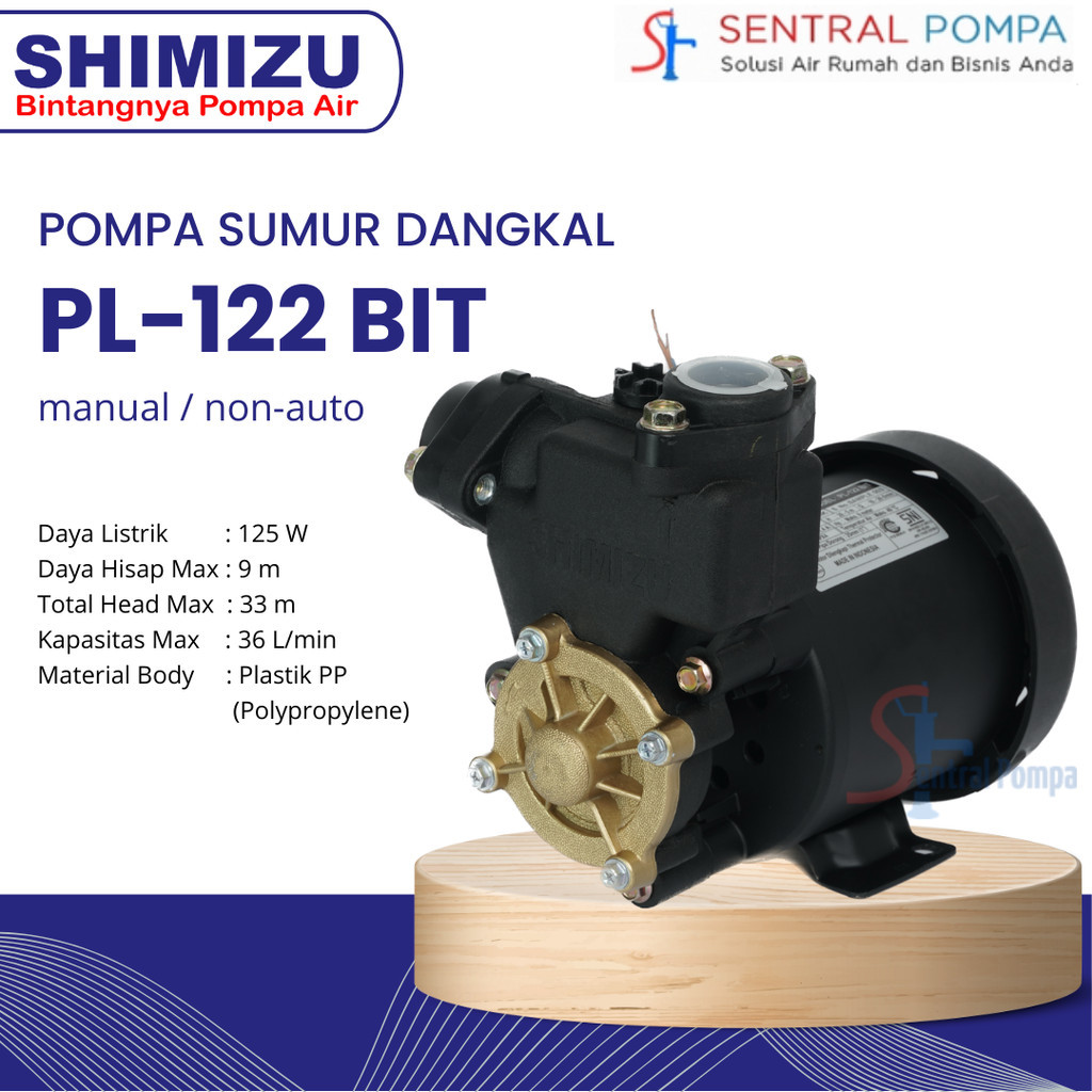 Jual Shimizu PL 122 BIT Mesin Pompa Sumur Dangkal Non-Auto Body Plastik ...