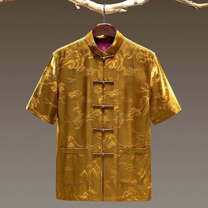 Jual High-End Tang Suit Men's Summer Middle-Aged and Elderly Short ...
