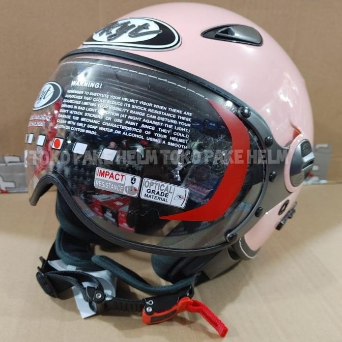 Jual Helm Kyt Elsico Pink Peach Retro Half Face Arennafreya | Shopee ...