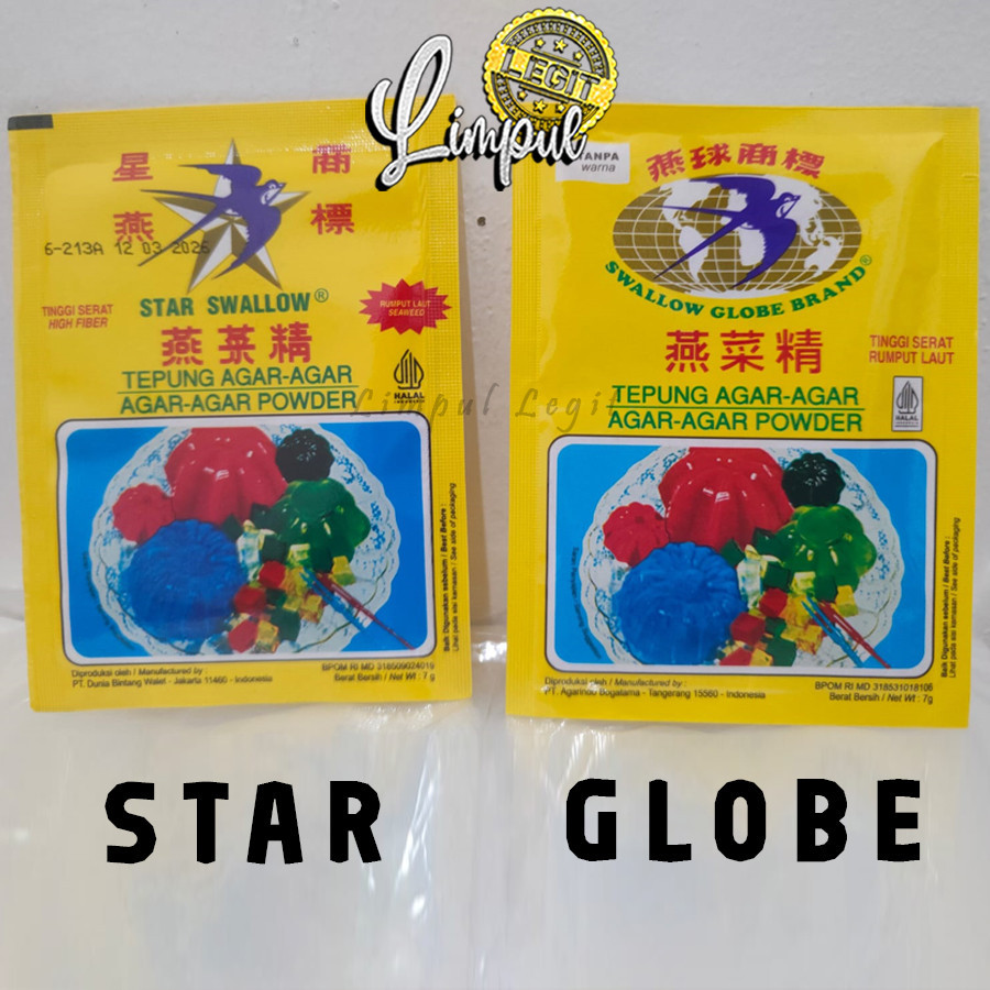 Jual Agar Agar Swallow Sun Double Powder Instant Putih Plain Star Globe ...