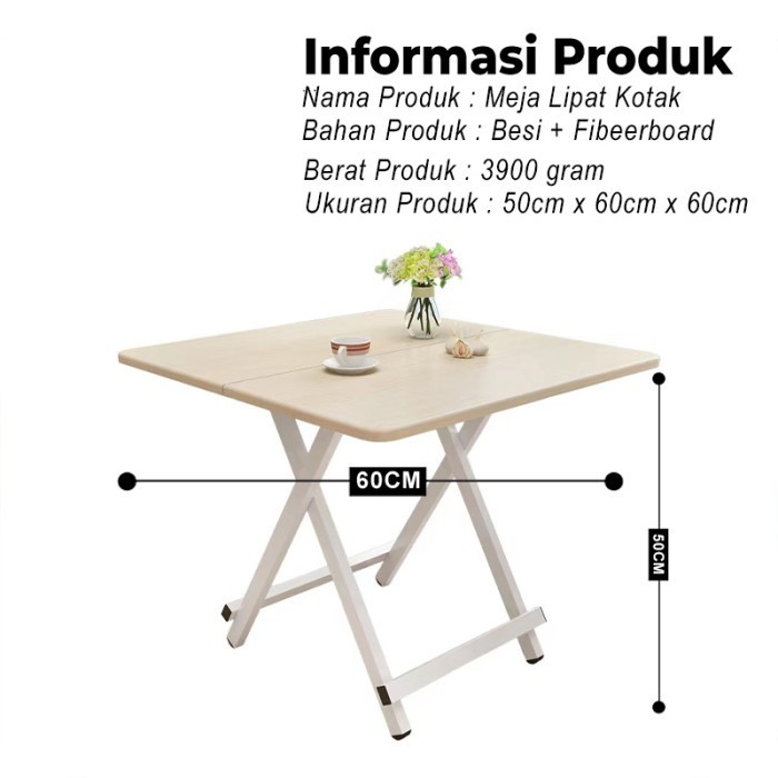 Jual Meja Lipat Segi Empat Portable Polos Bahan Multiplex Kayu Terbaru ...