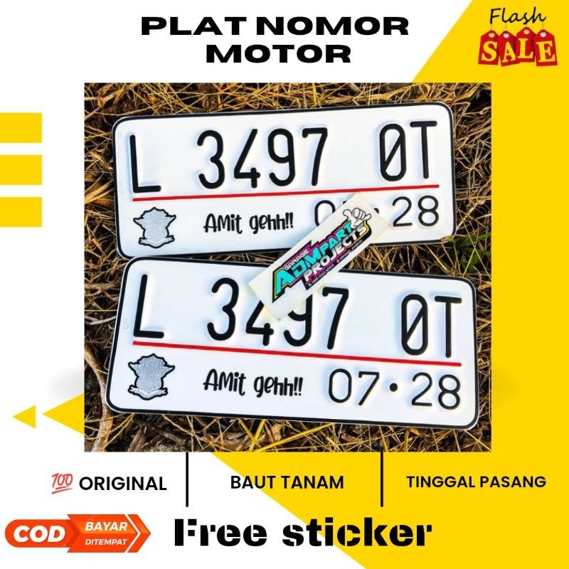 Jual PLAT MOTOR WARNA PUTIH BINGKAI//PLAT NOMOR MOTOR BAUT TANAM ...