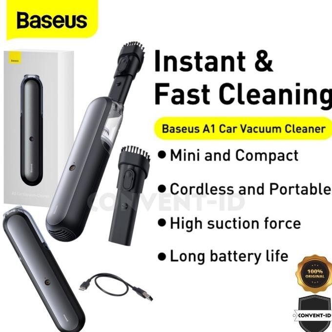 Jual BASEUS A1 MINI HANDHELD 4000PA CAR WIRELESS VACUUM CLEANER ...