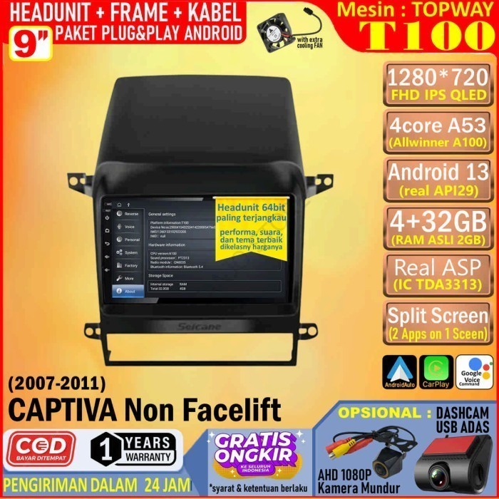 Jual Paket Headunit Android 9 inch + Frame + Soket PNP Chevrolet ...