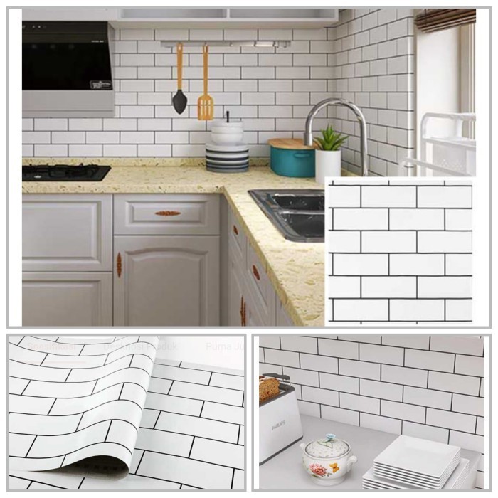 Jual Wallpaper Sticker Dinding Dapur Bata Putih List60 Cm X 3 Meter ...