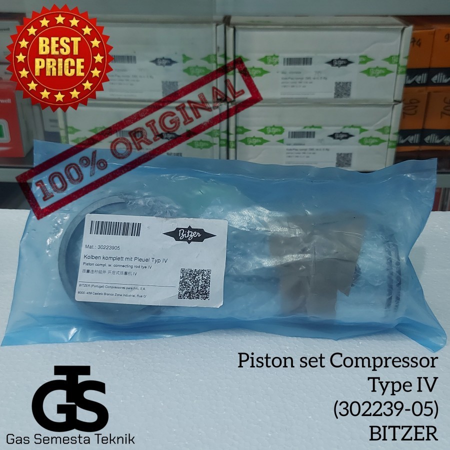 Jual PISTON SET COMPRESSOR BITZER TYPE IV (3022390-5) | PISTON TYPE IV ...