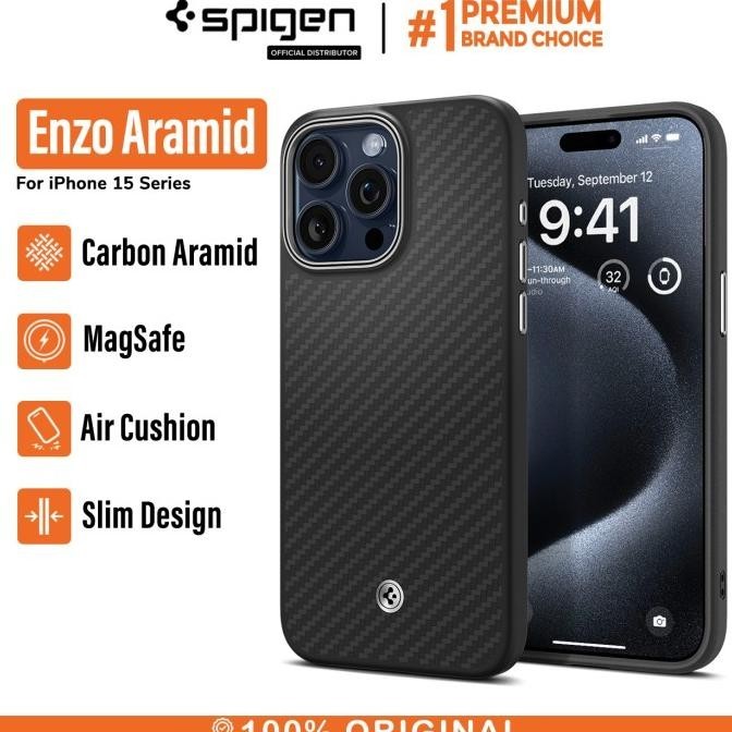 Jual Case iPhone 15 Pro Max Plus Spigen Enzo Aramid Magsafe Carbon ...
