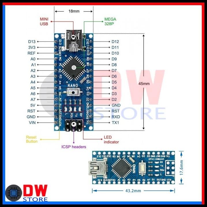 Jual HOT DEAL ARDUINO NANO V3 ATMEL ATMEGA328P-AU CH340 !! | Shopee Indonesia