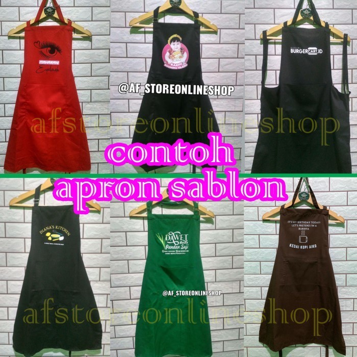 Jual Apron Celemek Barista Custom Design Logo Gambar Sendiri American ...