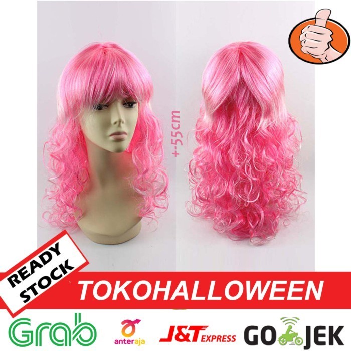 Jual Wig Barbie Panjang Keriting Warna Pink | Shopee Indonesia