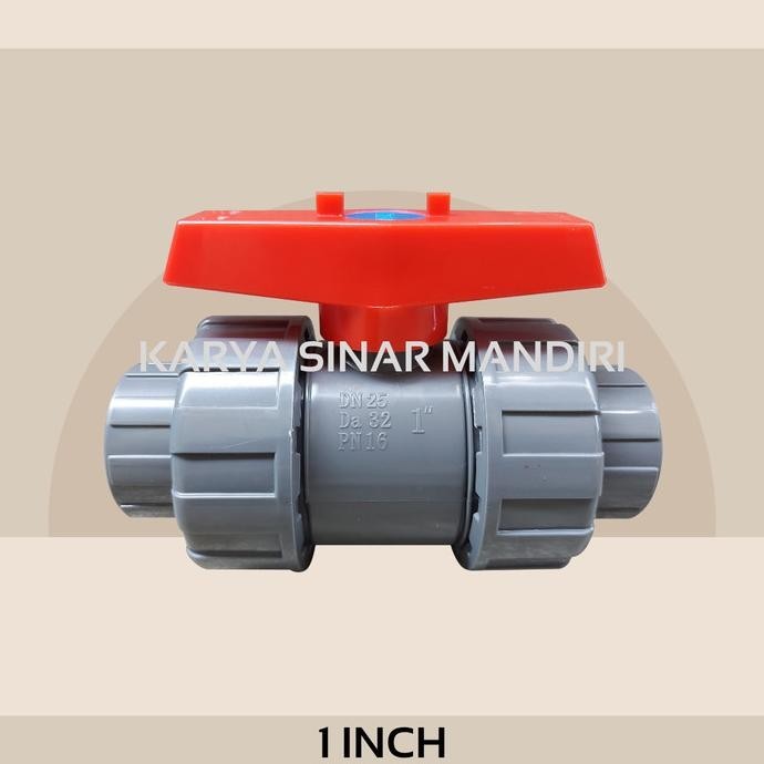 Jual TERBAIK DOUBLE UNION BALL VALVE PVC 1 INCH SOCKET / BALL VALVE ...