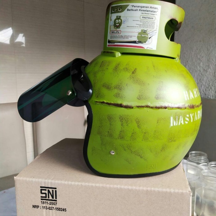 Jual HELM GAS LPG 3KG DEWASA HELM BOGO RETRO DENGAN KACA DATAR PELANGI ...