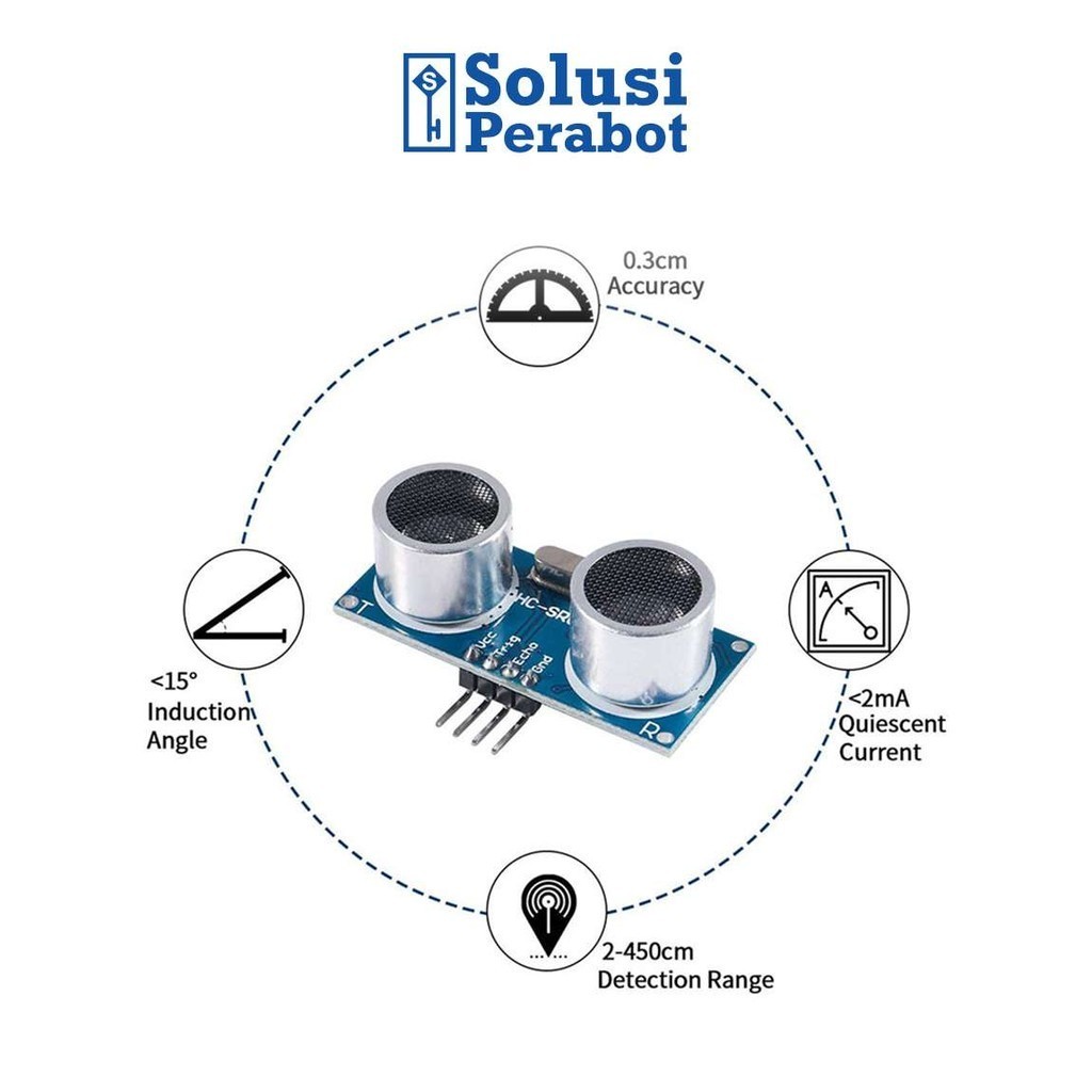 Jual Sensor Ultrasonik SP / HC-SR04 Mengukur Jarak Range Finder ...
