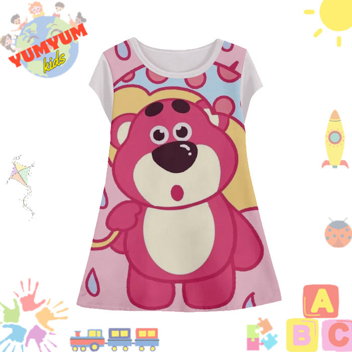 Jual Dress Anak Perempuan Bear Lotso v4 Tunik Anak Wanita Film Animasi ...