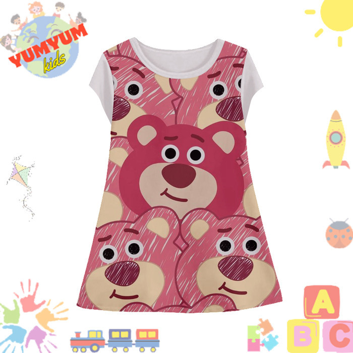 Jual Dress Anak Perempuan Bear Lotso v2 Tunik Anak Wanita Film Animasi ...
