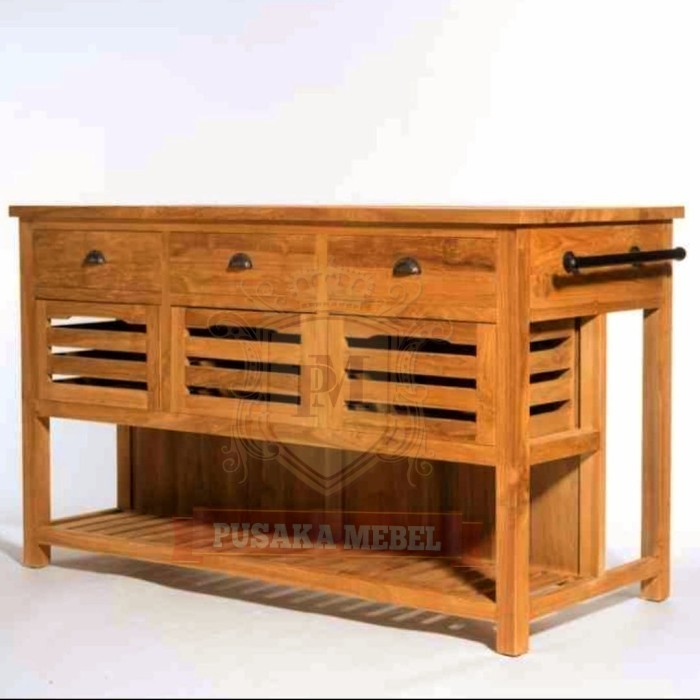 Jual island table, meja dapur island, meja kitchen island dapur kayu ...