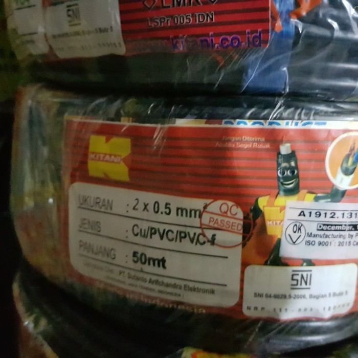 Jual Kabel Listrik Flexible HITAM NYYHY 2x0.5 KITANI Serabut SNI ...