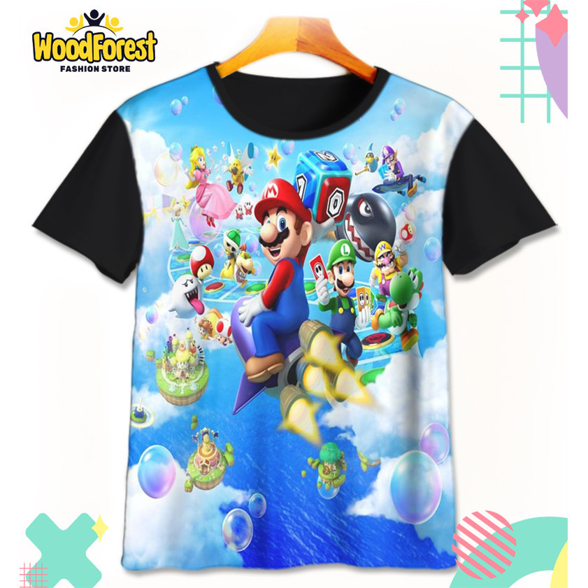 Jual Kaos Anak Super Mario Bros v2 Baju Permainan Game Anak Super Mario ...