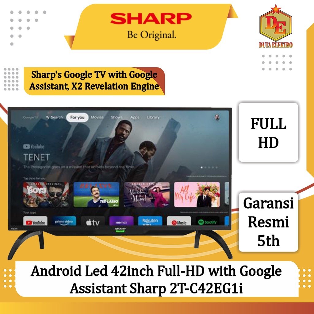 Jual Android Led 42inch Sharp 2TC 42 EG1i Full HD with Google Assistant TV | Shopee Indonesia